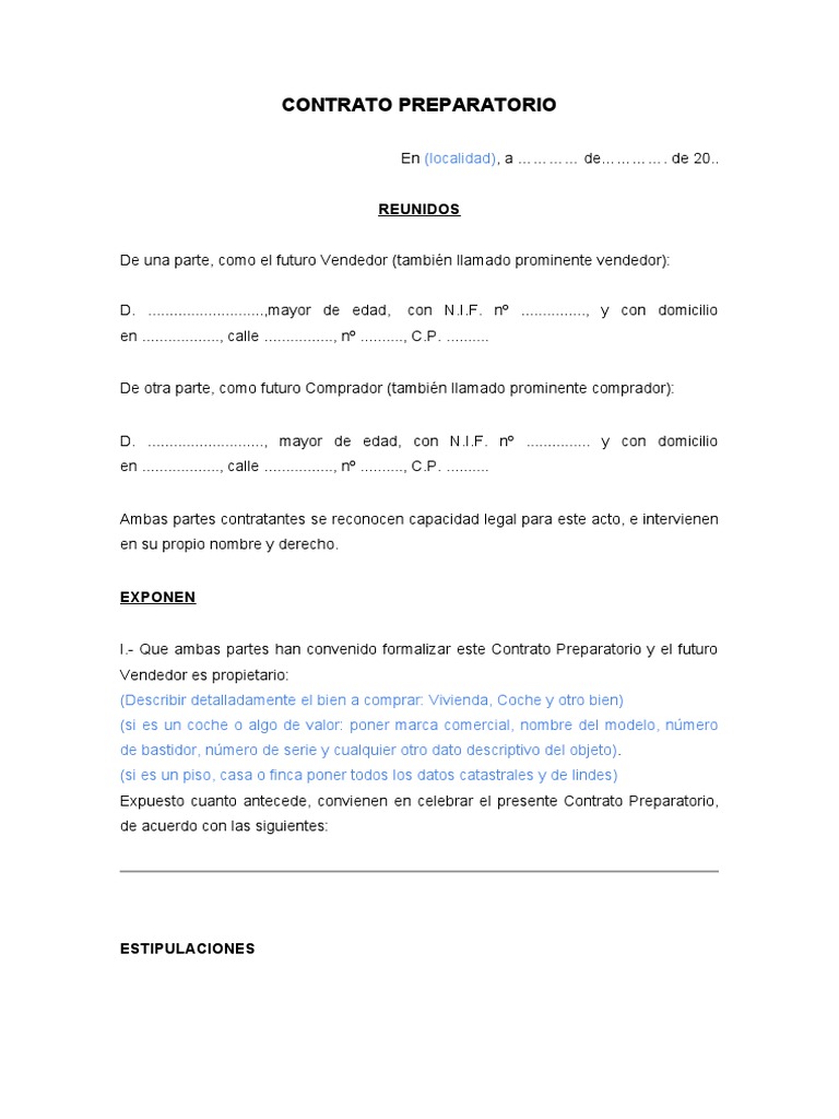 Contrato Preparatorio | Descargar gratis PDF | Derecho privado | Gobierno