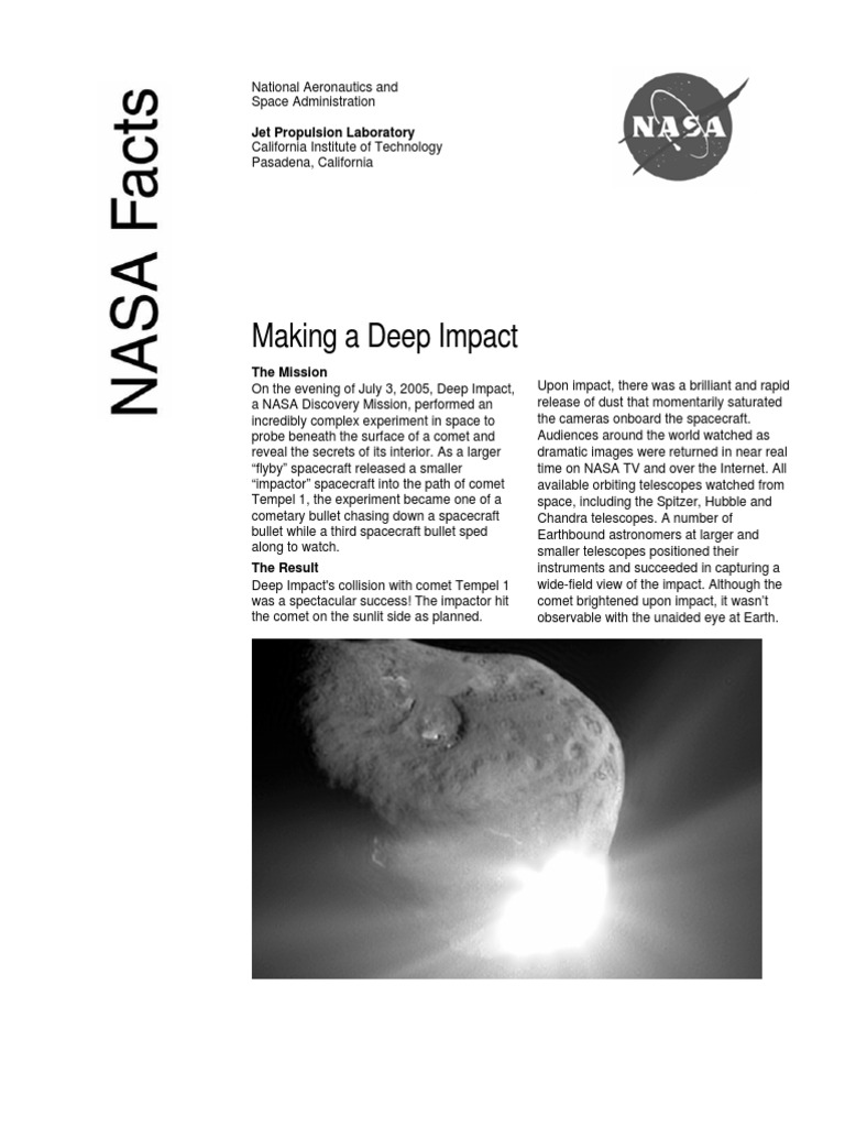 NASA Facts Making A Deep Impact July 2005 | PDF | Comet | Spacecraft