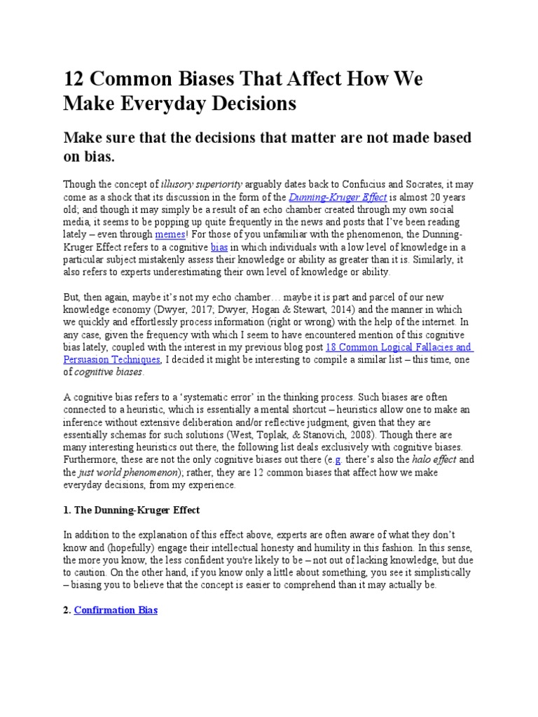 12 Common Biases That Affect How We Make Everyday Decisions | PDF ...