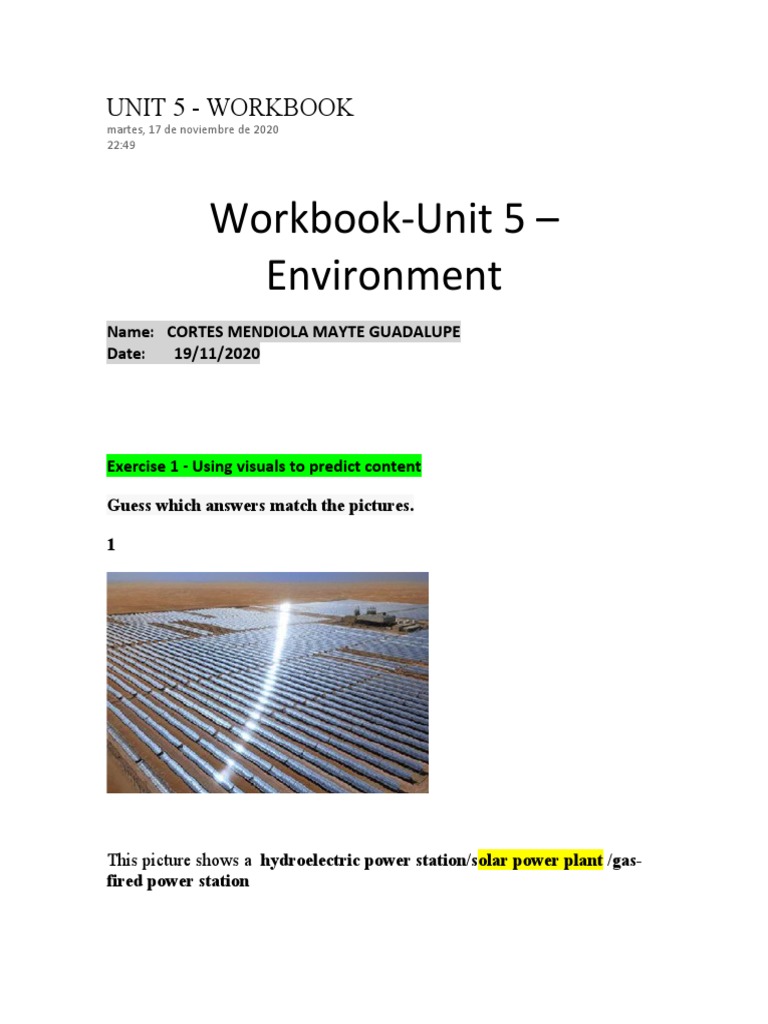 Unit 5 - Workbook | PDF | Power Station | Greenhouse Effect