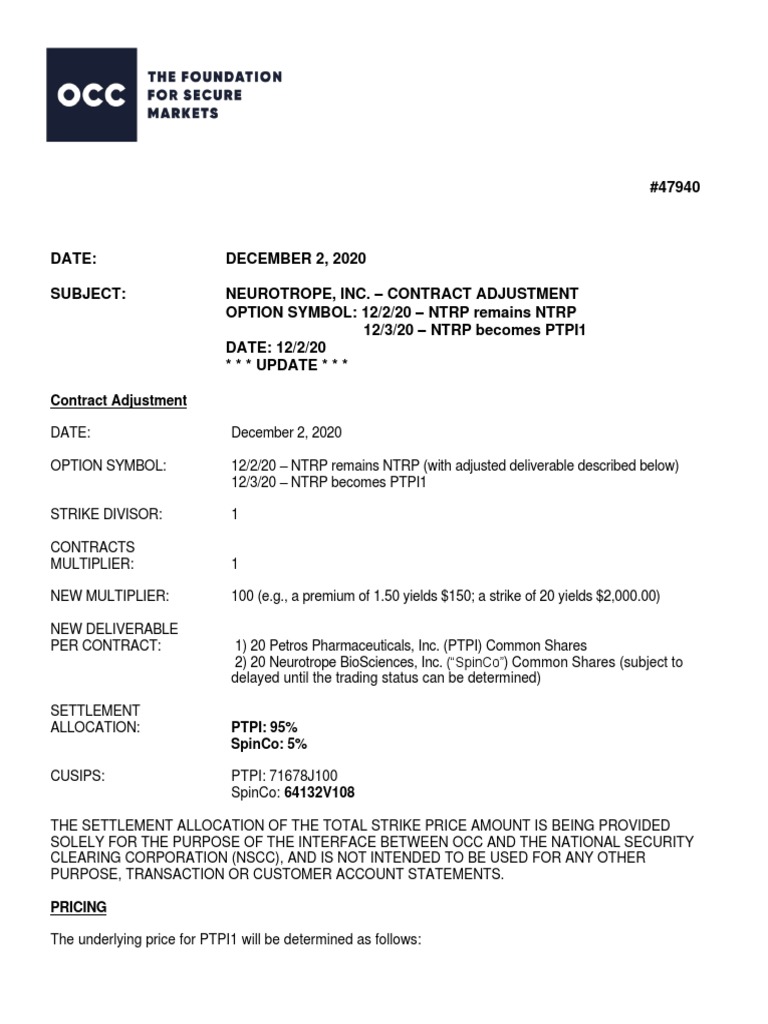 Contract Adjustment | PDF | Option (Finance) | Over The Counter (Finance)
