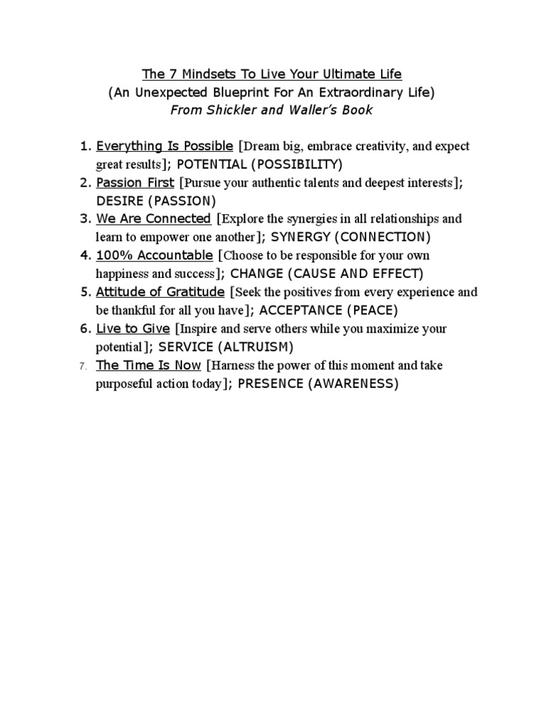 The 7 Mindsets To Live Your Ultimate Life | PDF