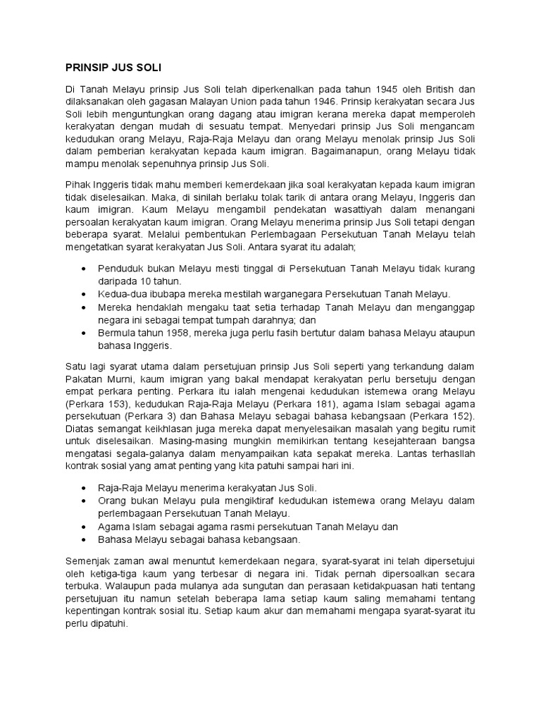 Prinsip Jus Soli | PDF