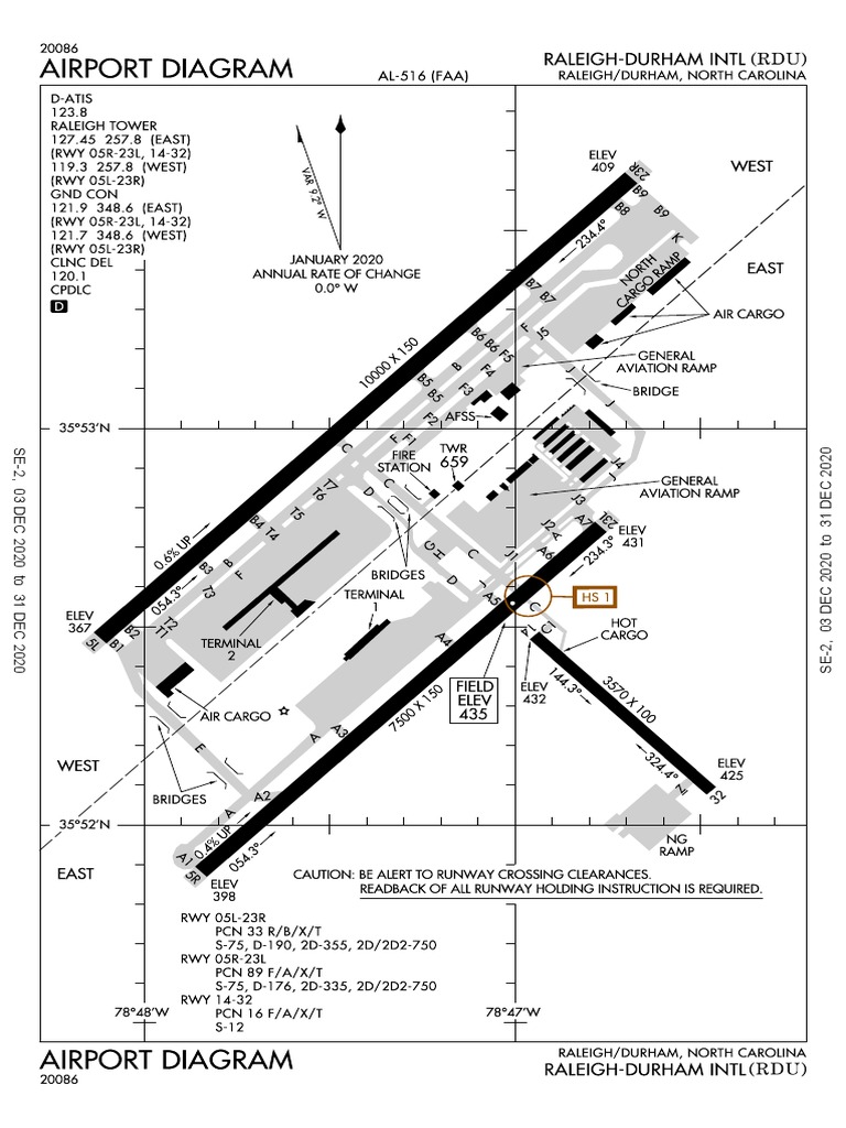 Airport Diagram: Raleigh-Durham Intl (RDU) | Download Free PDF | Sports ...