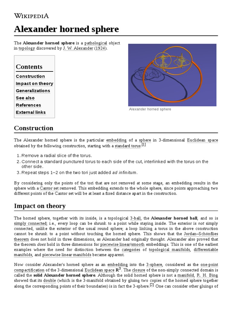 Alexander Horned Sphere | PDF | Mathematical Concepts | Topology