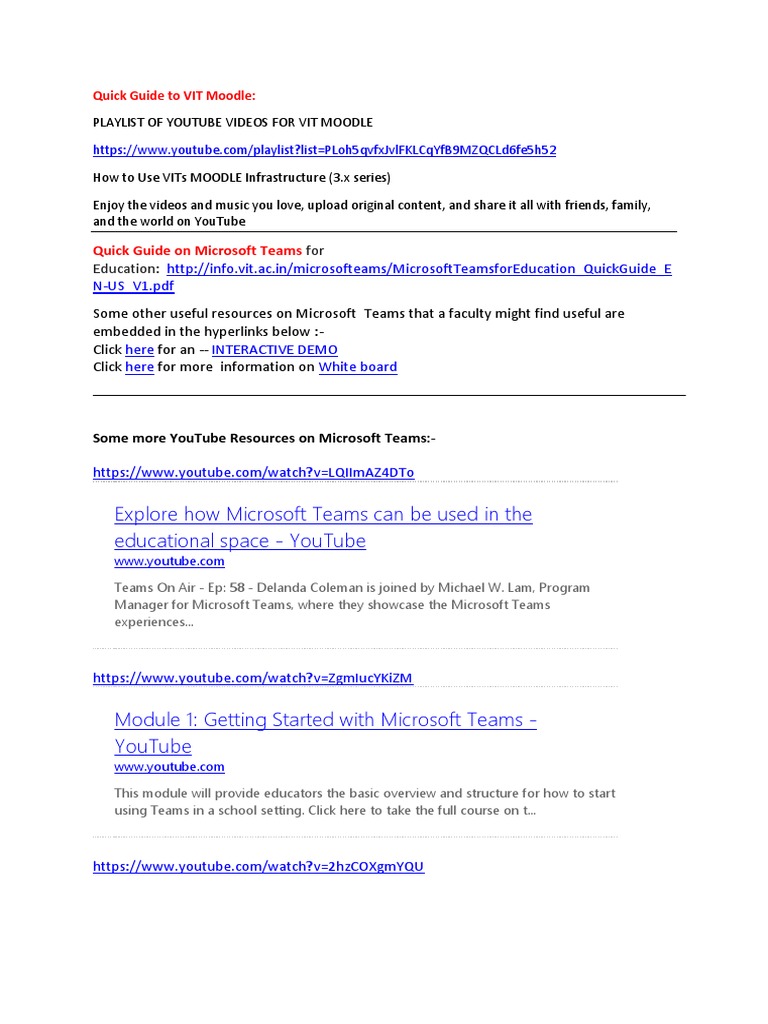 Quick Guide To Microsoft Teams and Moodle PDF | PDF