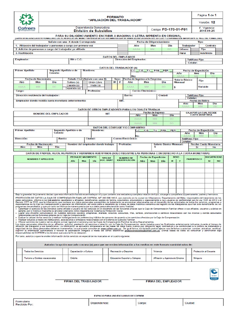 Formato Cofrem | PDF