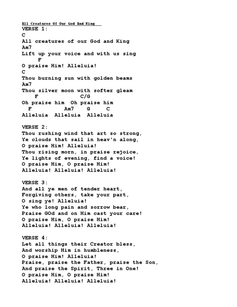 All Creatures Praise Hymn Lyrics | PDF