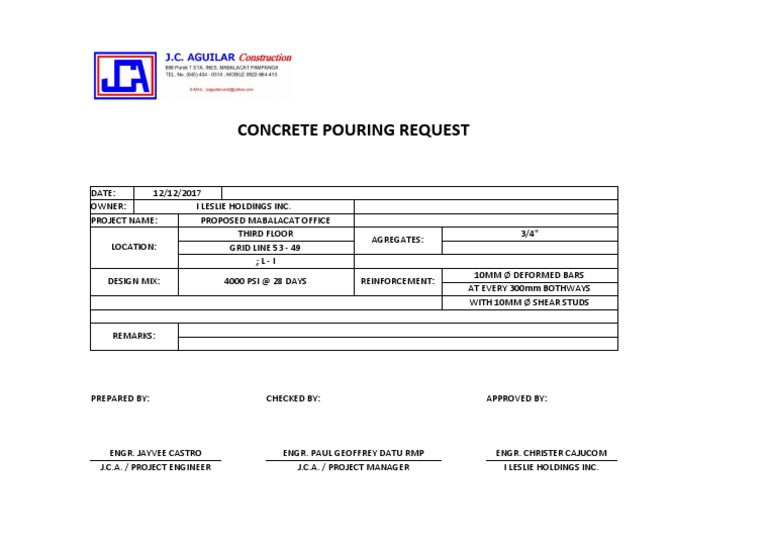 Pouring Request | PDF