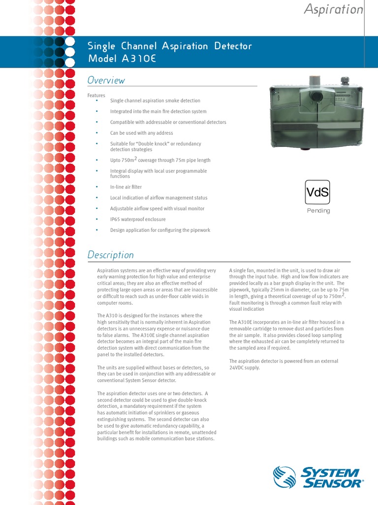 Single Channel Aspiration Detector Model A310E: Pending | PDF | Sensor ...
