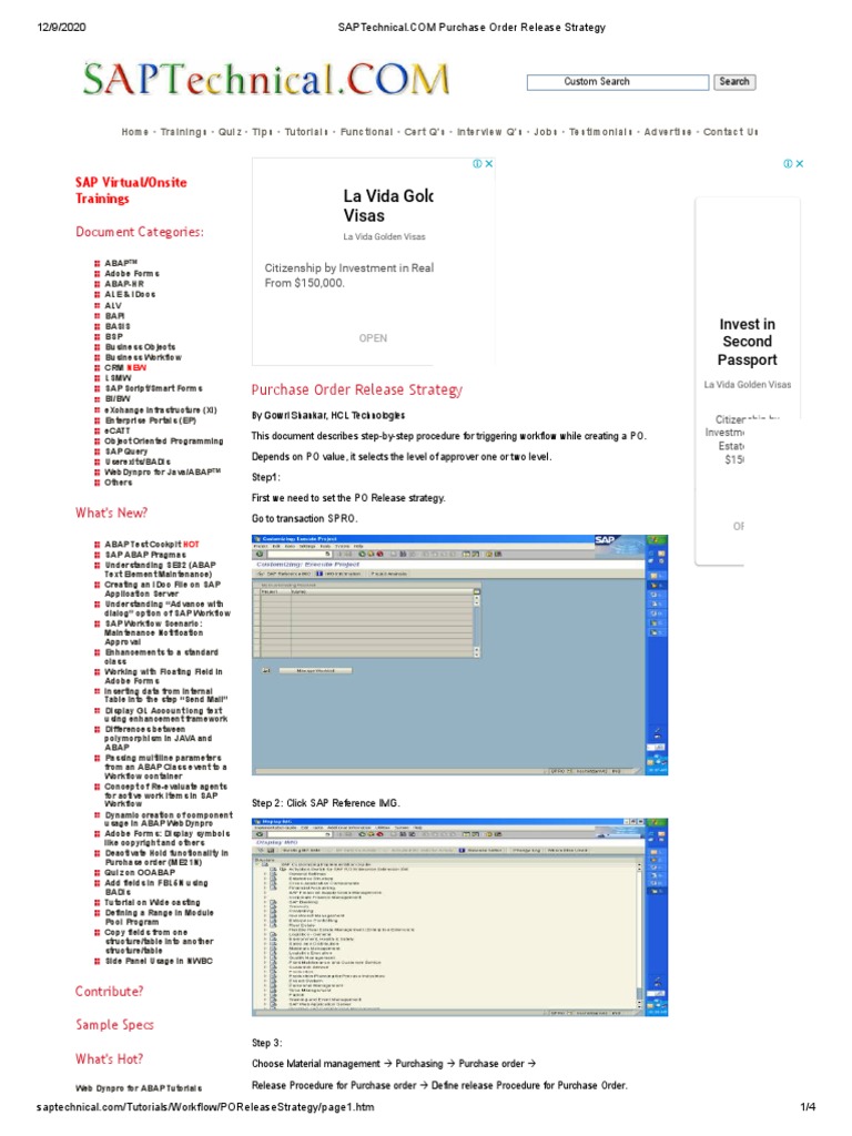 Purchase Order Release Strategy | PDF | Sap Se | Information Technology