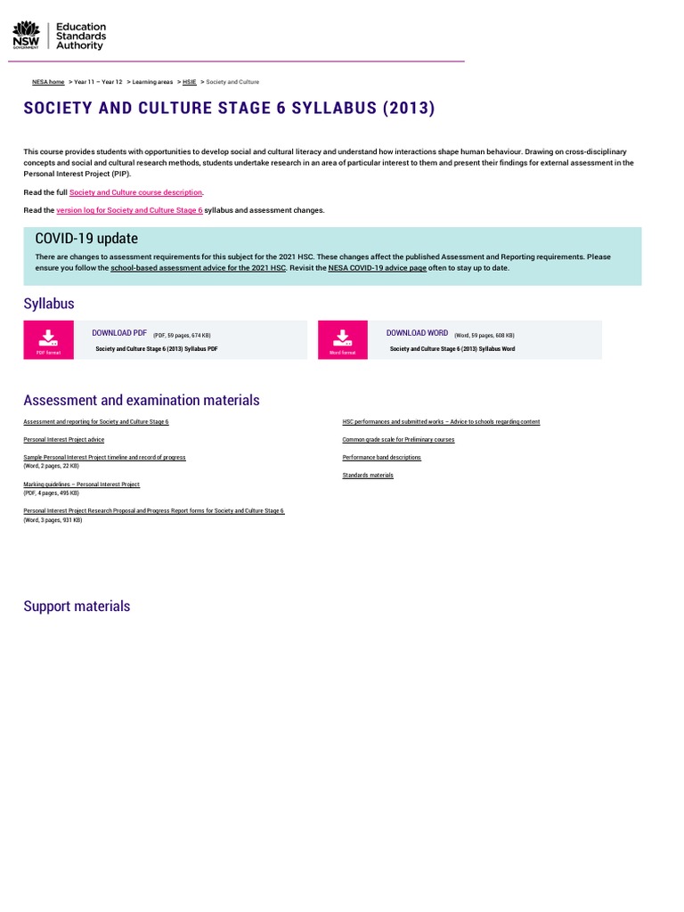 Society and Culture - NSW Education Standards-2 | PDF | Learning ...