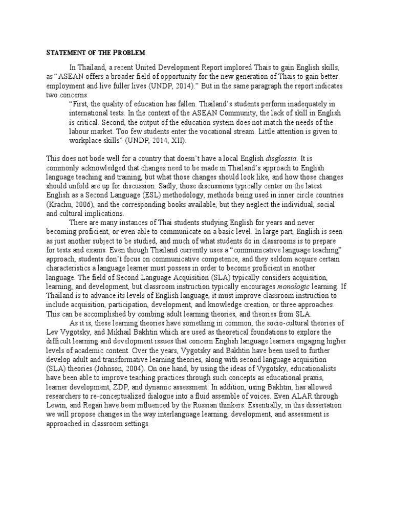 3 Statement of The Problem | PDF | Second Language Acquisition | Second ...