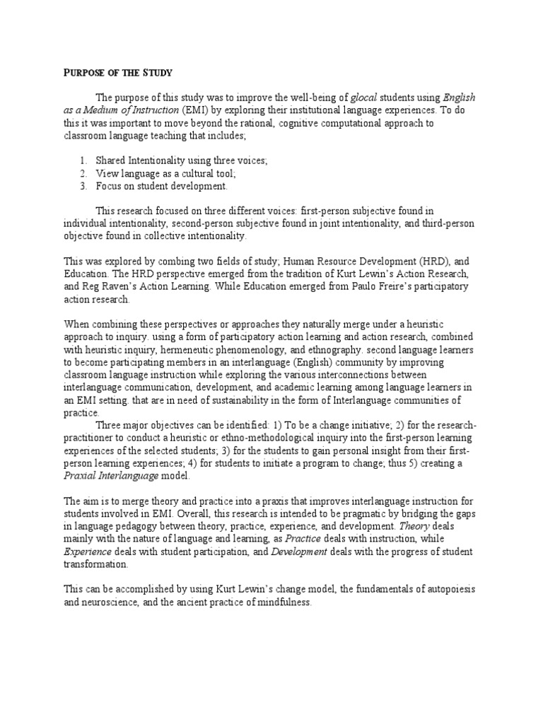 4 Purpose of The Study | PDF | Action Research | Mind