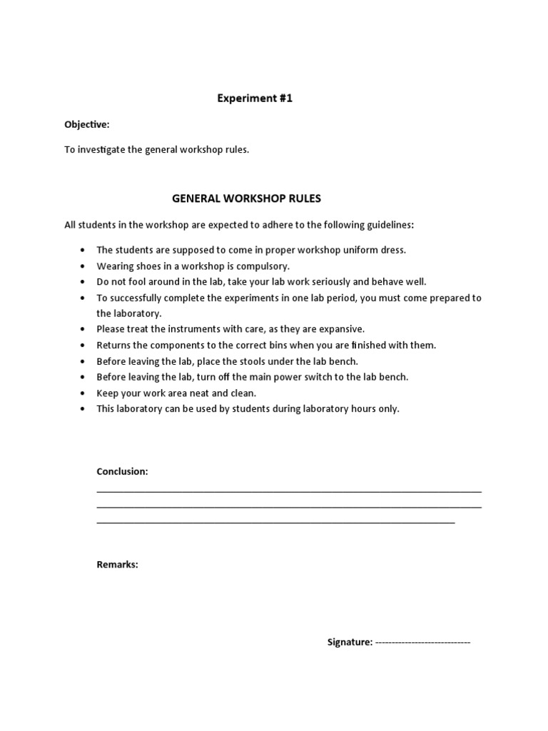 Workshop Conduct Guidelines for Students | PDF