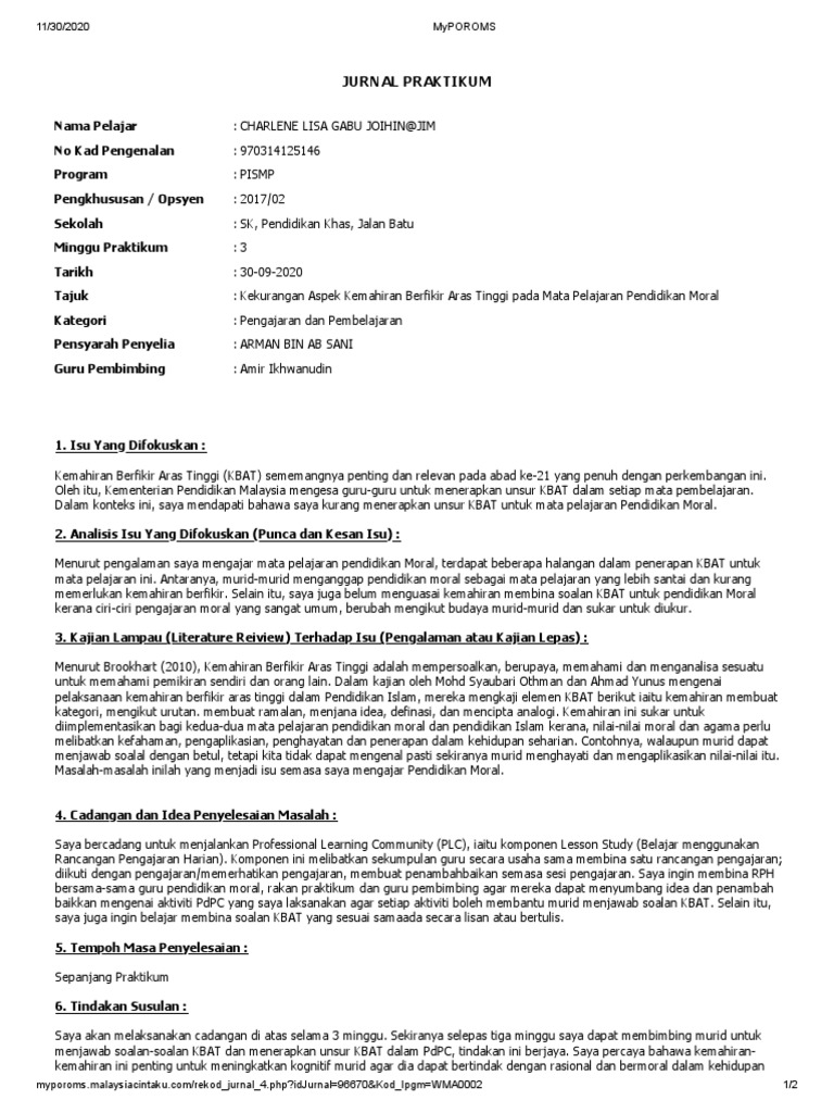Contoh Jurnal Praktikum | PDF