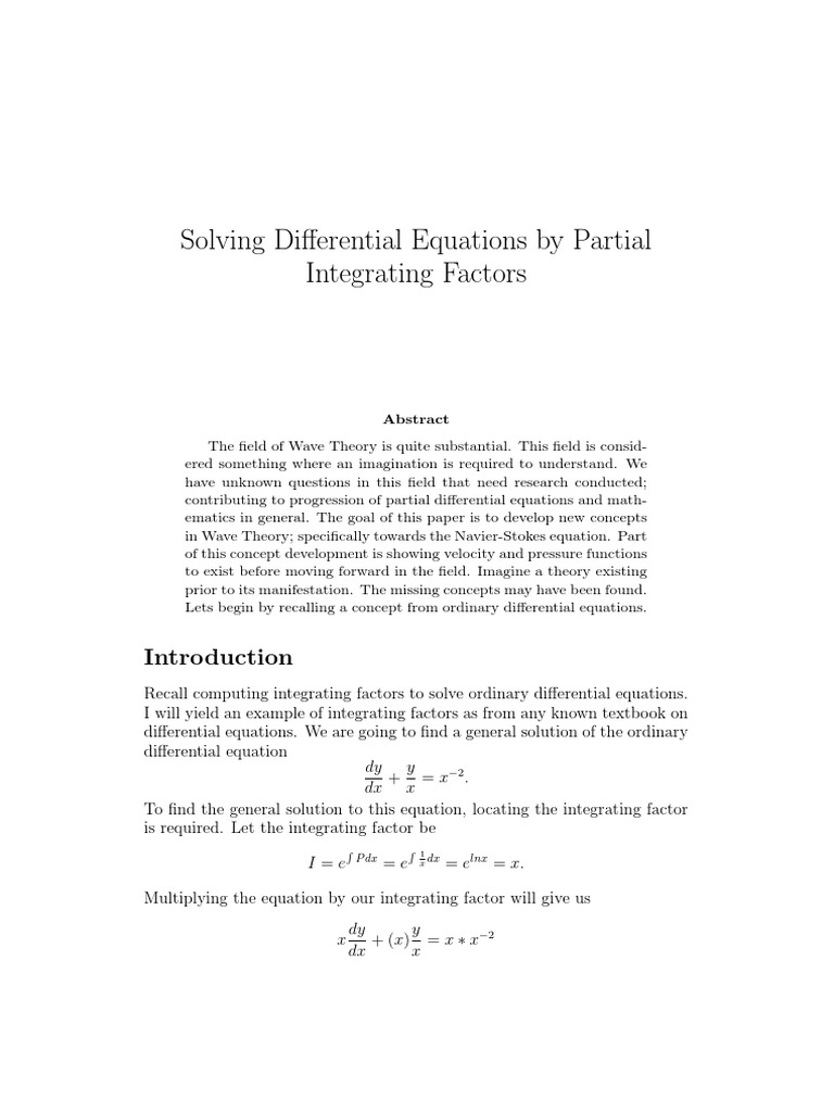 Solving Partial Differential Equations Through a New Technique of ...