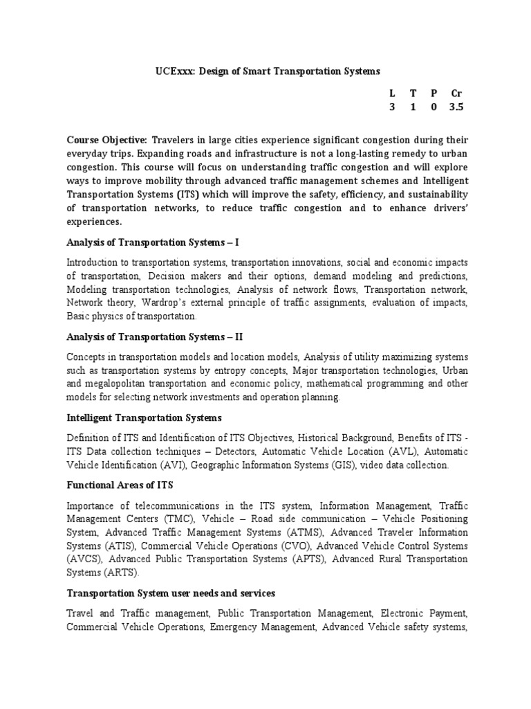 Smart Transportation Systems Design | PDF | Traffic Congestion | Transport