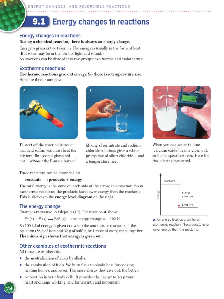 Energy Changes in Reactions | PDF | Chemical Reactions | Chemical Elements