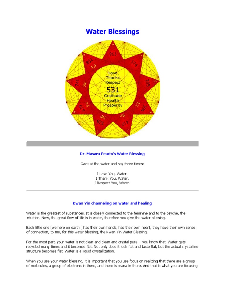 Water Blessings: Dr. Masaru Emoto's Water Blessing | PDF | Exorcism | Water