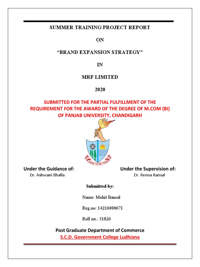 Mohit Bansal2 MRF Project Report | PDF | Customer Satisfaction ...