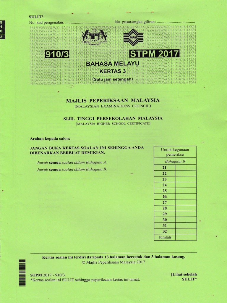 BM STPM Penggal 3 (2017) PDF | PDF