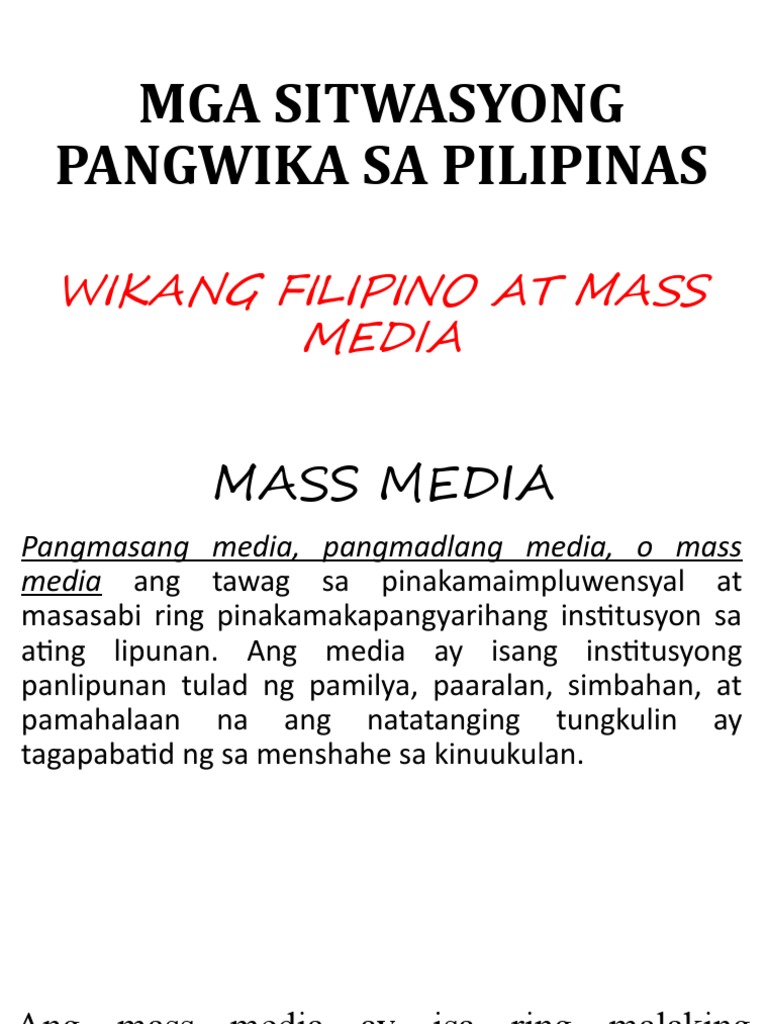 Wikang Filipino at Mass Media | PDF