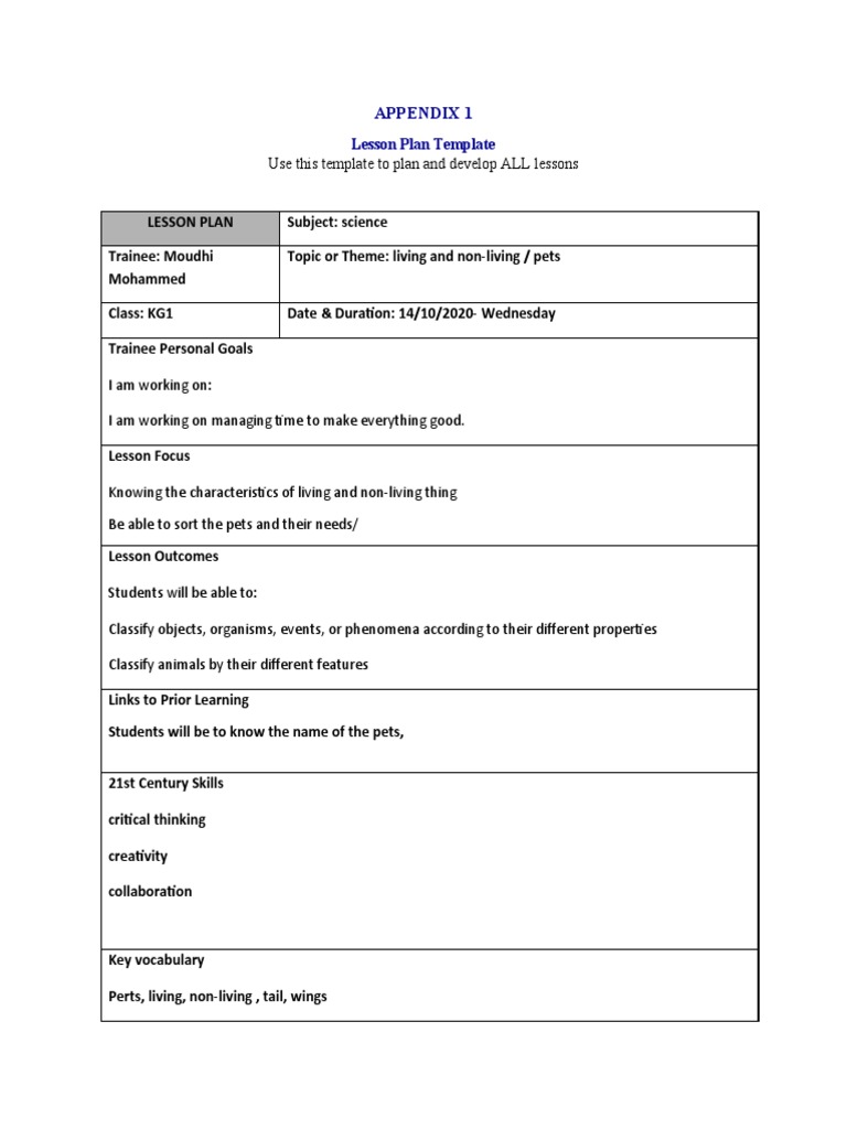 Lesson Plan 1 - Task 1 | PDF | Lesson Plan | Educational Psychology