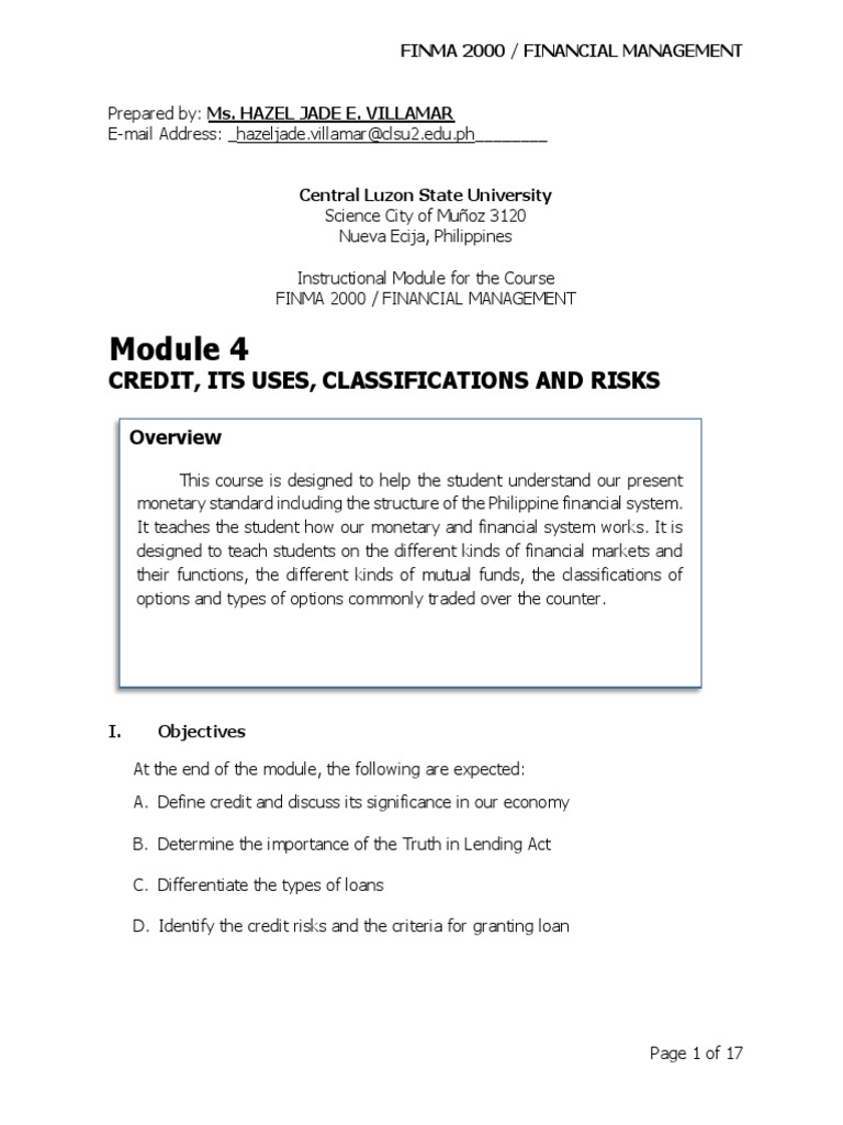 Understanding Credit: Types and Risks | PDF | Credit | Finance & Money ...