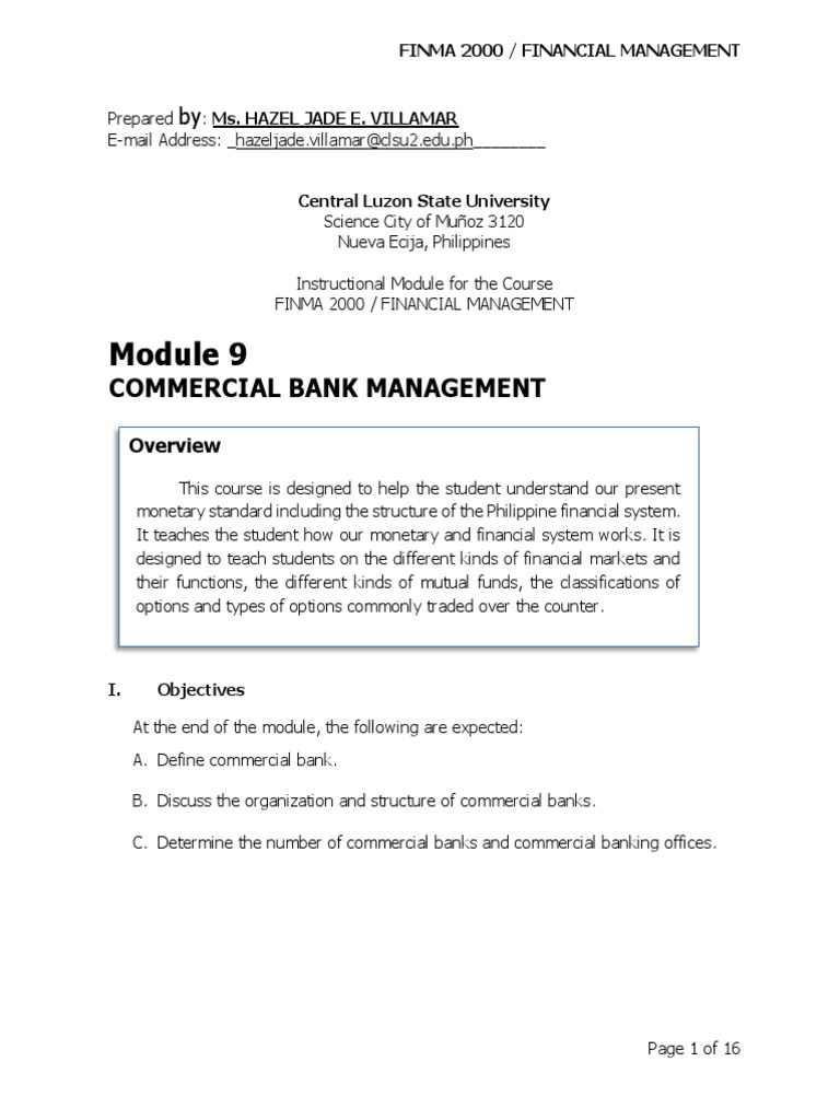 Module 9 - Commercial Bank Management PDF | PDF | Board Of Directors ...