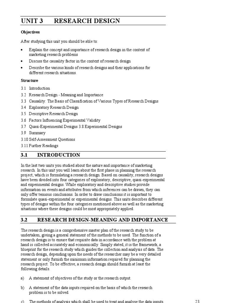 Unit 3 Research Design: Objectives | PDF | Causality | Research Design