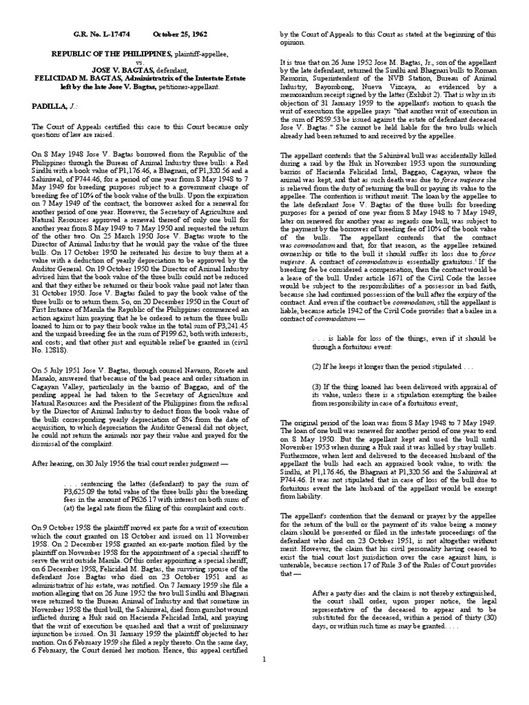 Majeure. A Contract of Commodatum Is Essentially Gratuitous | PDF ...