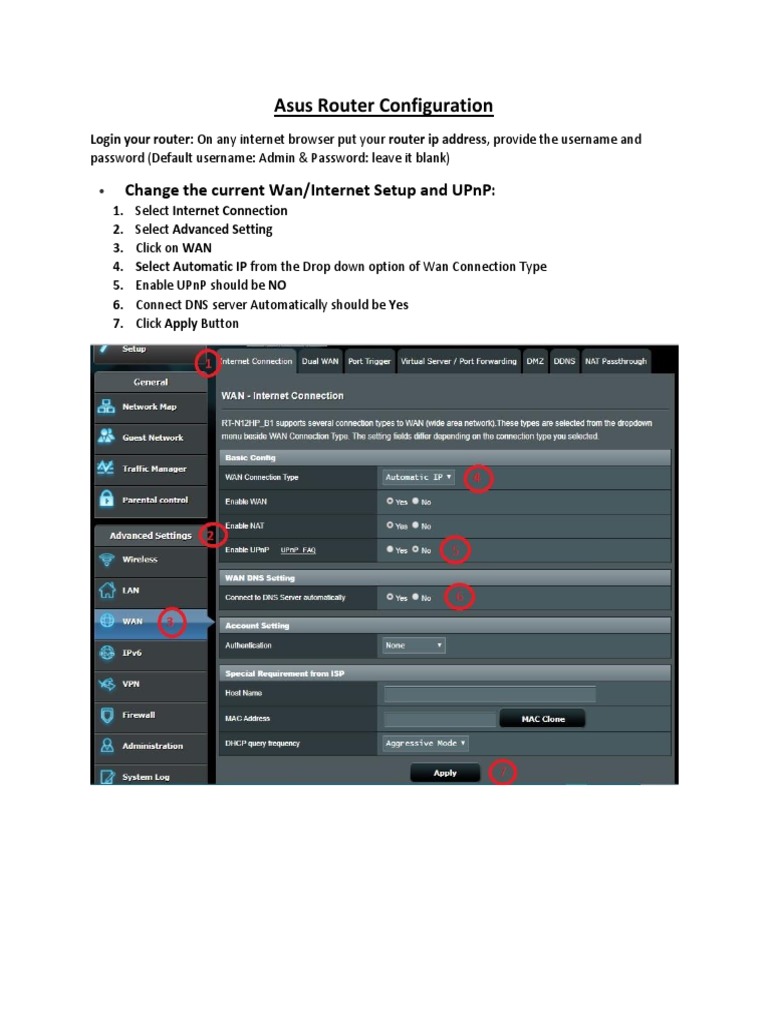 Asus Router Configuration: Change The Current Wan/Internet Setup and ...