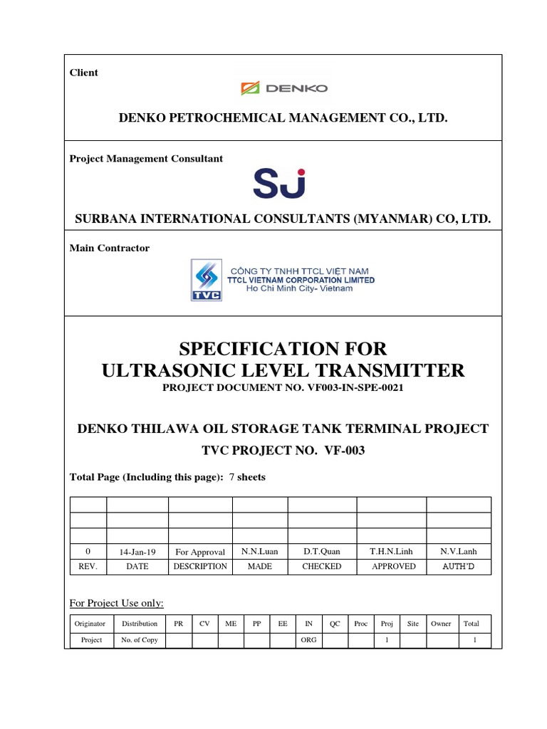 Ultrasonic Level Transmitter Specification | PDF | Electronics ...