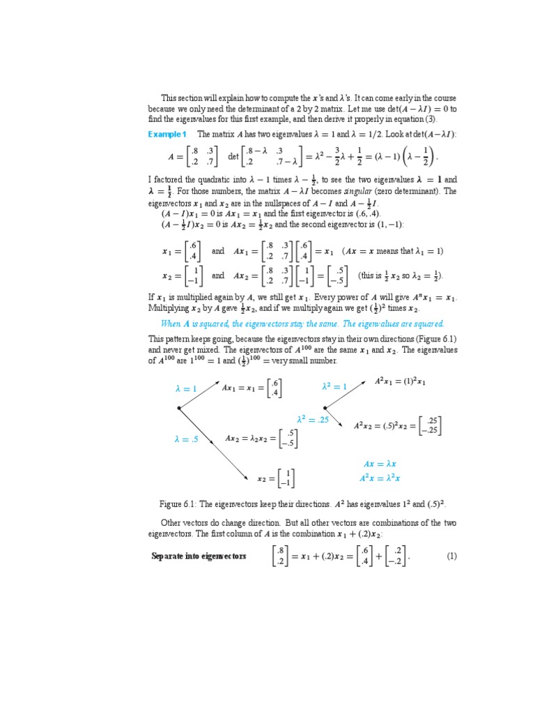 Example 1: Chapter 6. Eigenvalues and Eigenvectors | PDF | Eigenvalues ...