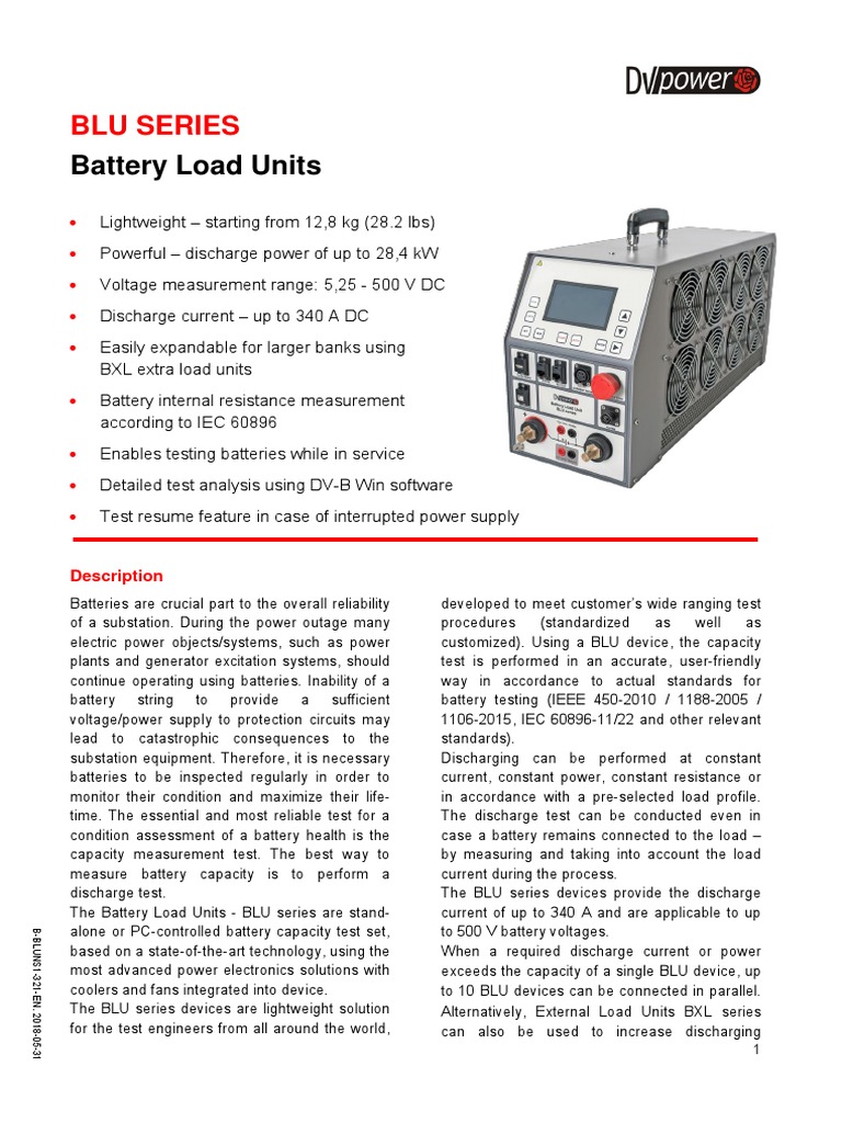 Battery Load Units: Blu Series | PDF | Power Supply | Electromagnetism
