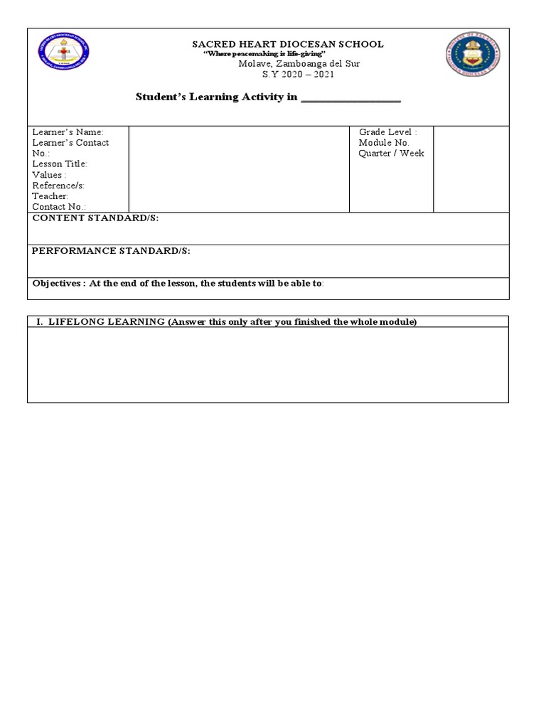 Student's Learning Activity in - : Molave, Zamboanga Del Sur S.Y 2020 ...