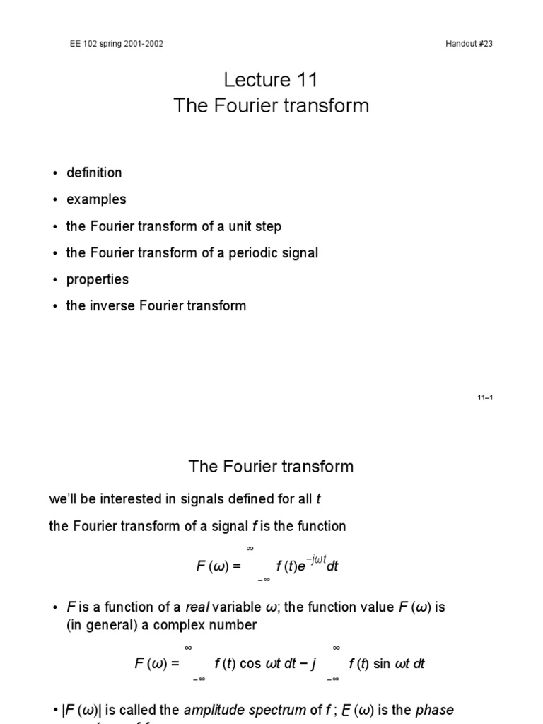 Fourier Analysis of Signals: The Fourier Transform of Common Waveforms ...