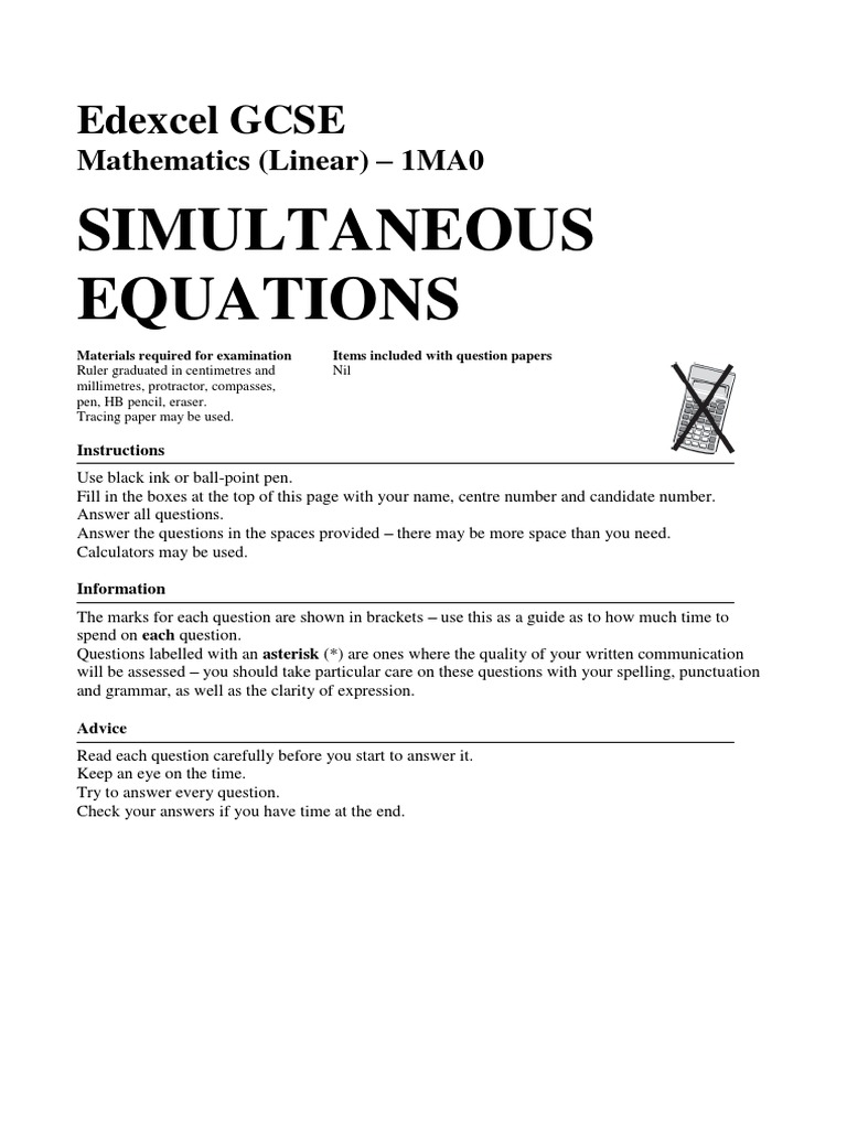 87 Simultaneous Equations | PDF | Equations | Teaching Mathematics