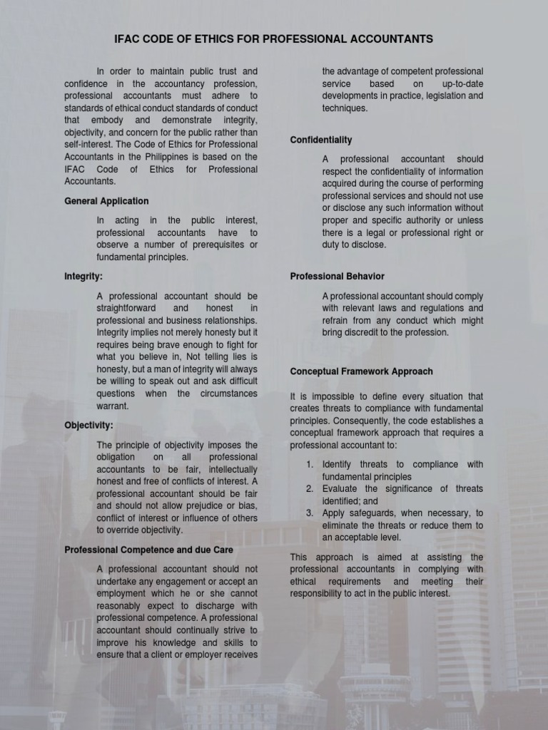 Ifac Code of Ethics For Professional Accountants: Confidentiality | PDF ...