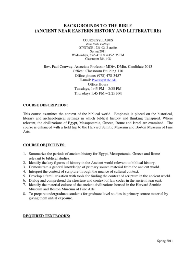Syllabus Backgrounds To The Bible | PDF | Maccabees | Book Of Exodus