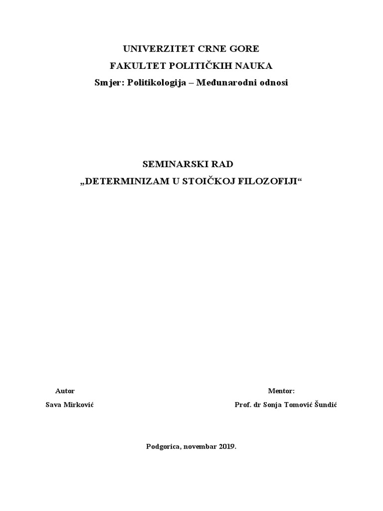 Stoički Determinizam | PDF