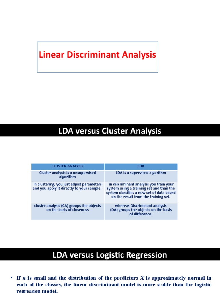 Linear Discriminant Analysis | PDF | Logistic Regression | Regression Analysis