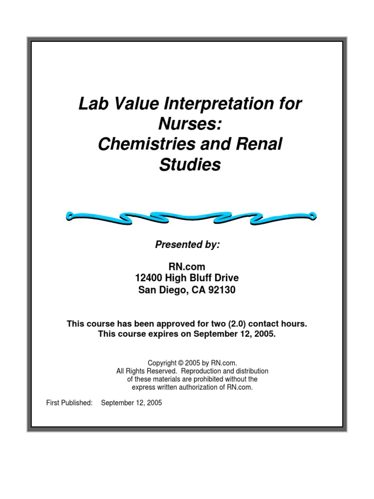 Lab Value Interpretation PDF | PDF | Renal Function | Creatinine