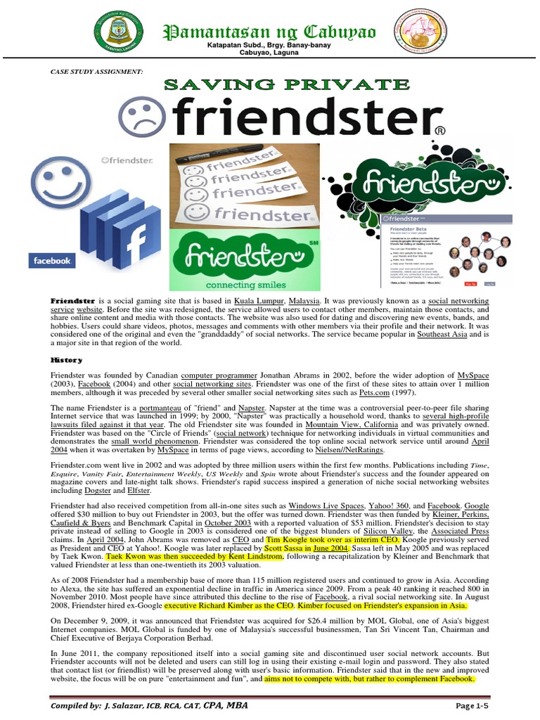Case Study 5 - The Fall of Friendster PDF | PDF | Online Services | World Wide Web