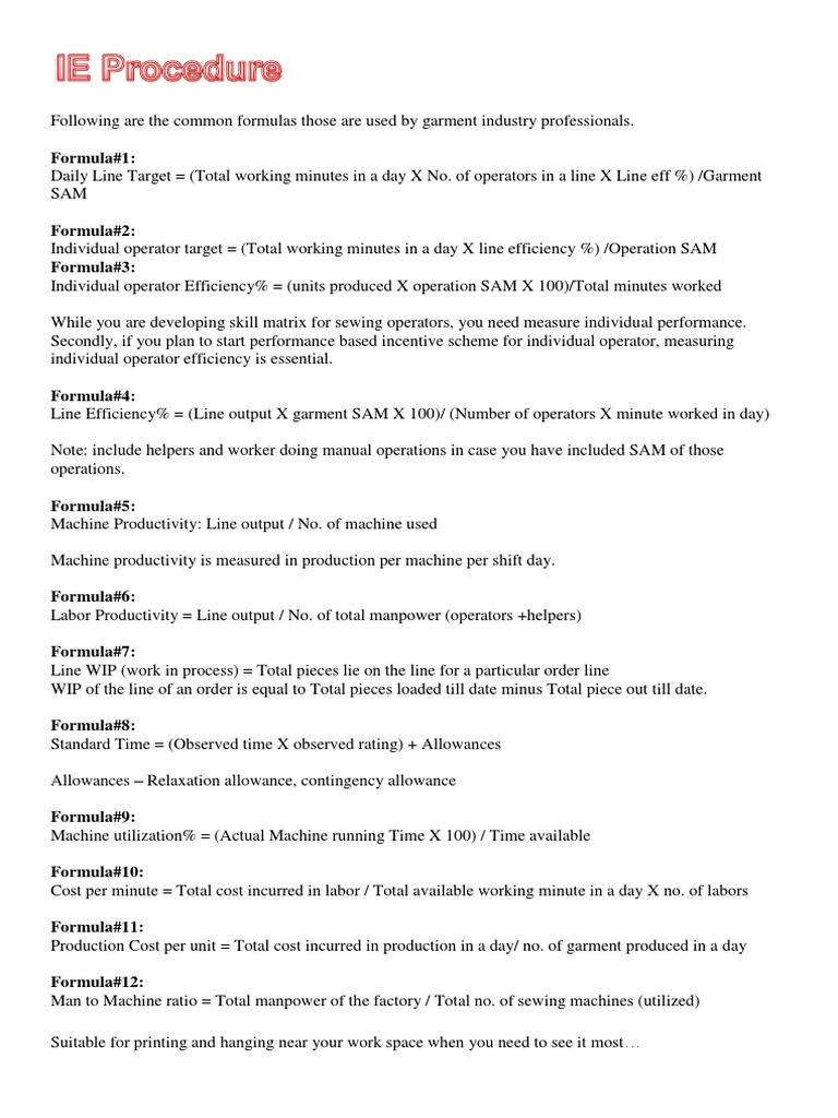 Formula#1 | PDF | Industrial Engineering | Seam (Sewing)