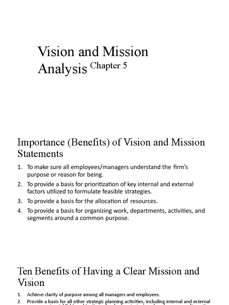 Chapter 5 - Vision and Mission Analysis | PDF | Employment | Economies