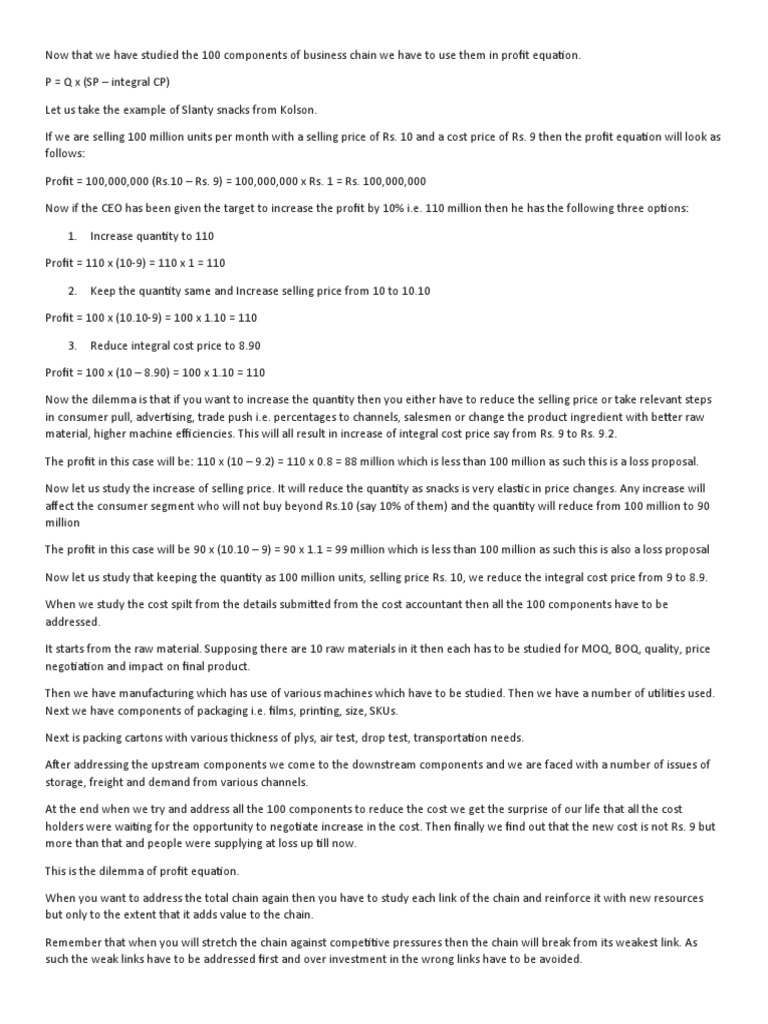 Profit Equation | PDF | Prices | Profit (Economics)