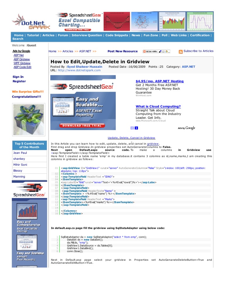 How To Edit, Update, Delete in Gridview: Posted By: Posted Date:16/06 ...
