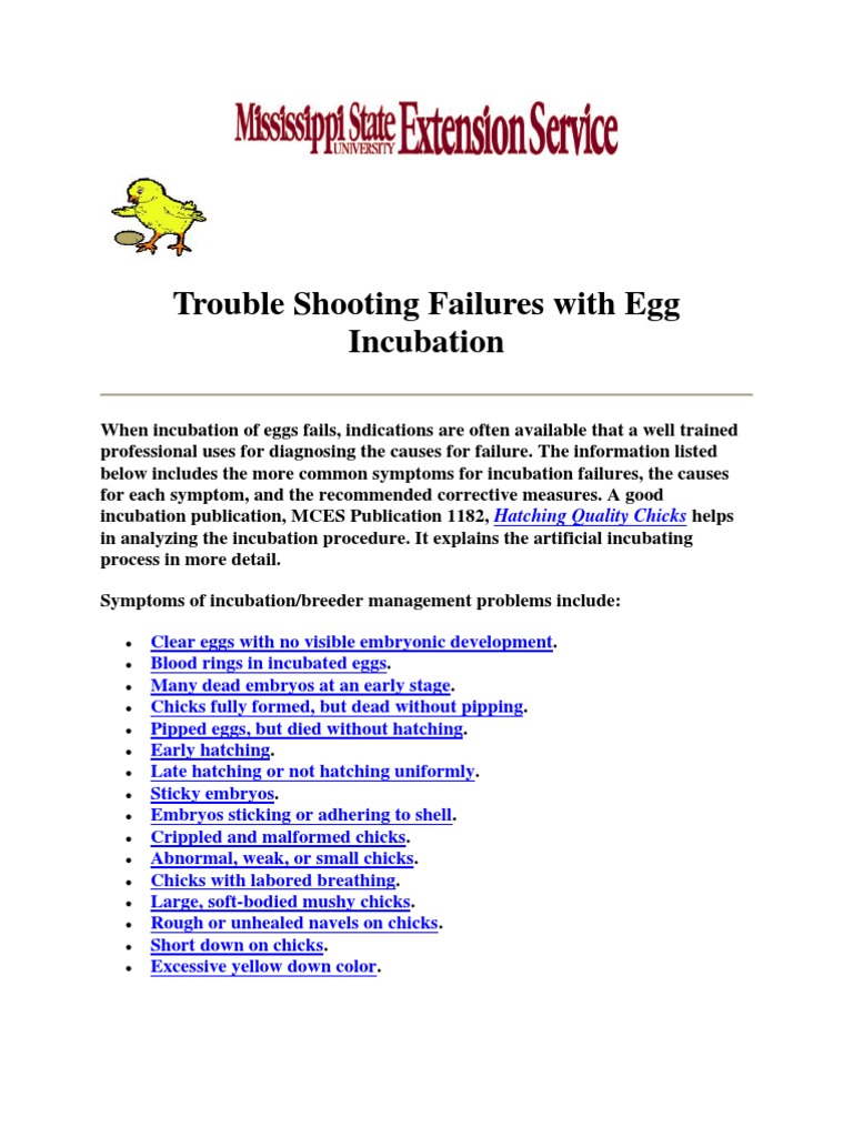 Egg Incubation Troubleshooting Guide | PDF | Egg | Humidity